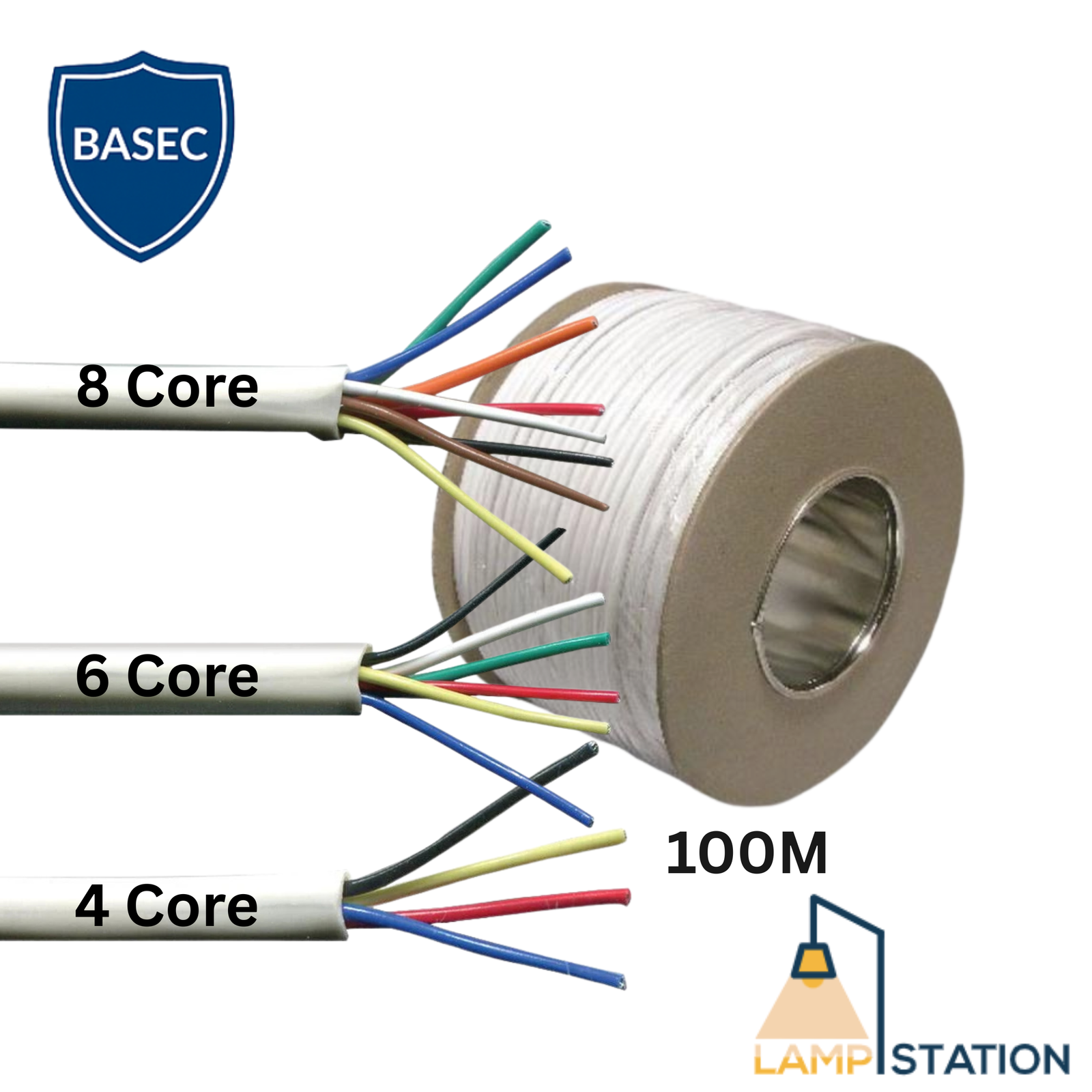 Alarm Cable 4 6 8 Core White 100M BS4737 Security Burglar Wire Roll ...
