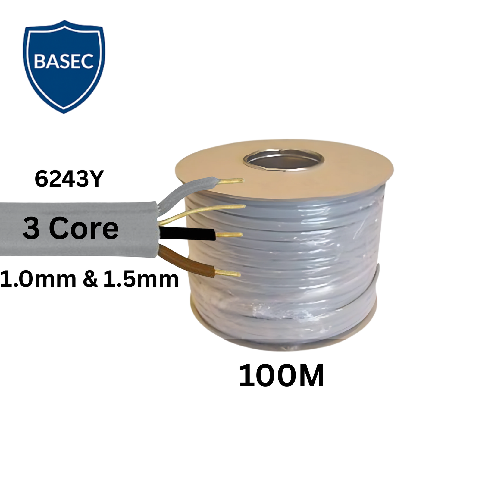 6243Y Electrical Cable 1mm/1.5mm 3 Core & Earth Domestic Wiring Grey ...